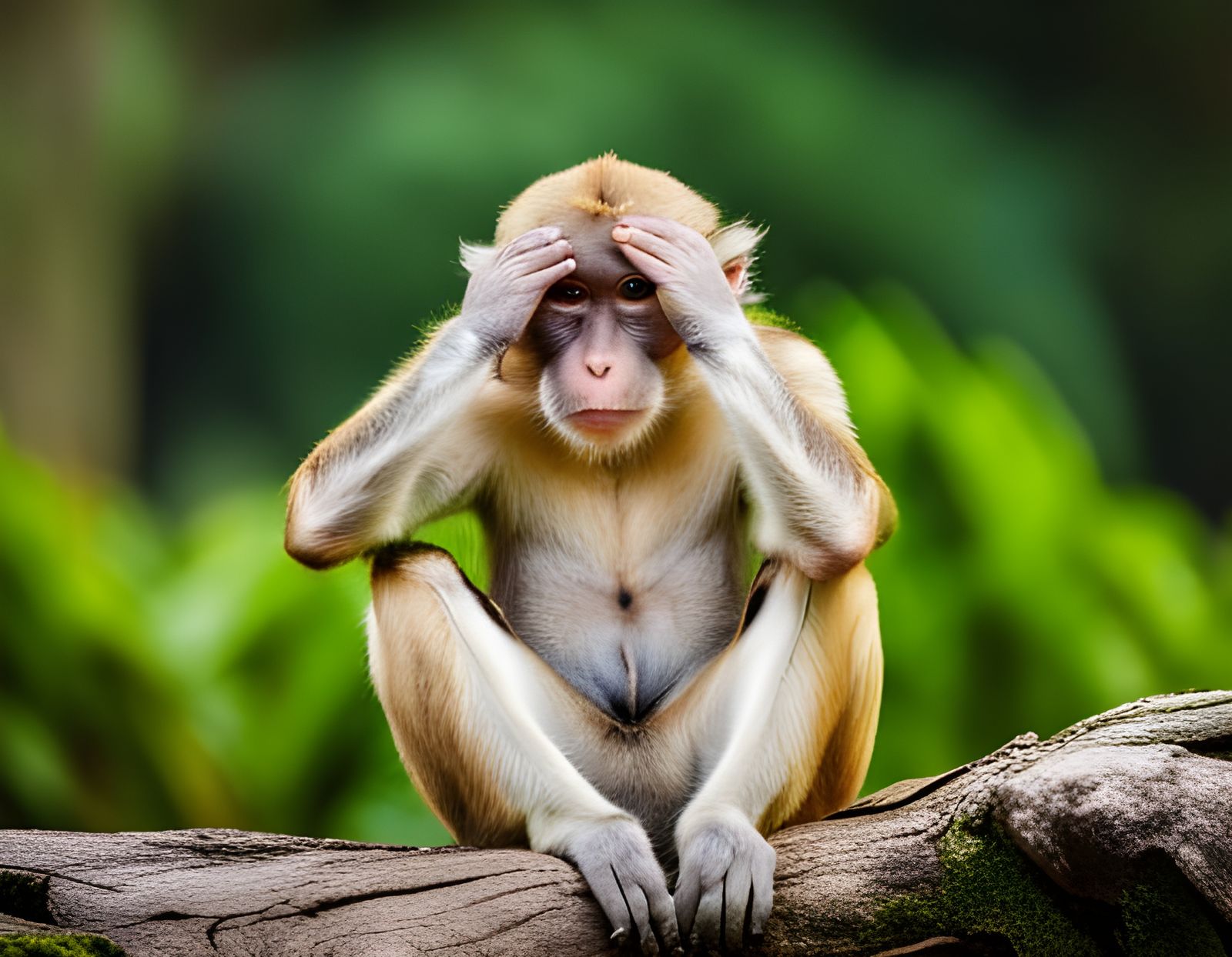 monkey covering his eyes - AI Generated Artwork - NightCafe Creator