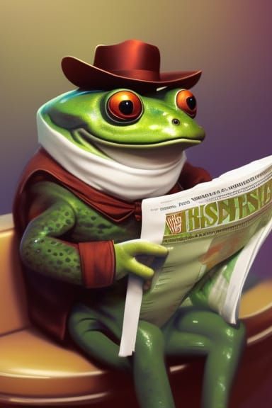 Mr. Frog reading newspaper. - AI Generated Artwork - NightCafe Creator