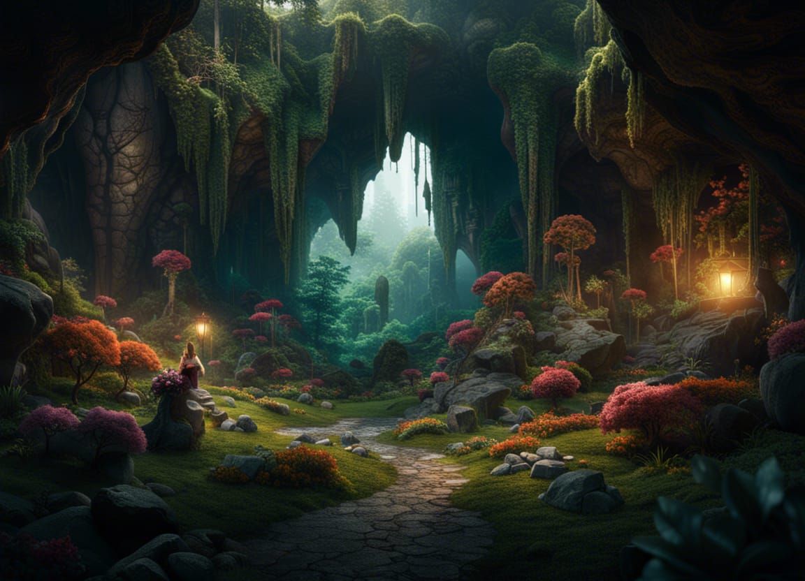 Cave Garden - AI Generated Artwork - NightCafe Creator