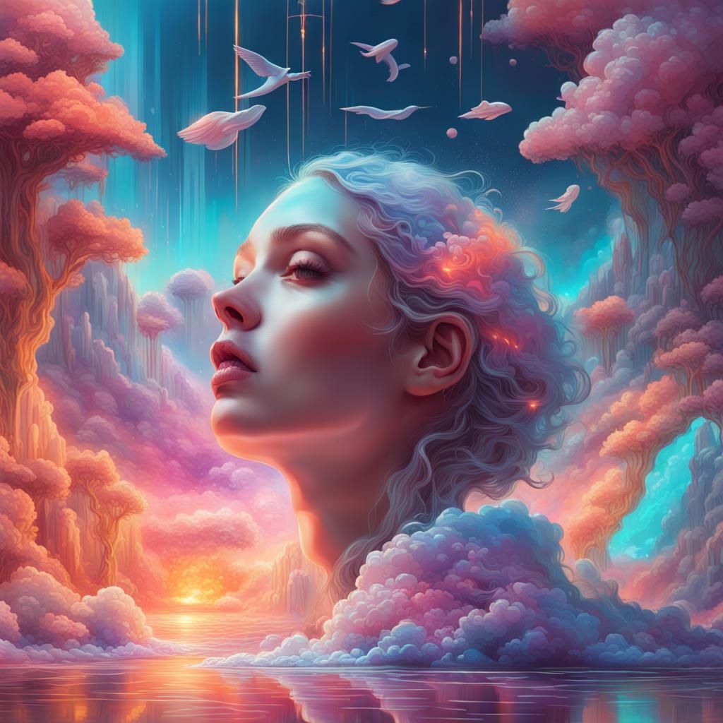 Illustrate a holographic dreamscape - AI Generated Artwork - NightCafe Creator