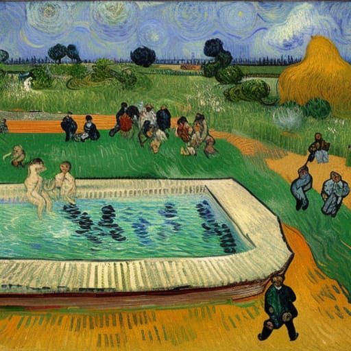 Van Gogh's Pool Party - AI Generated Artwork - NightCafe Creator