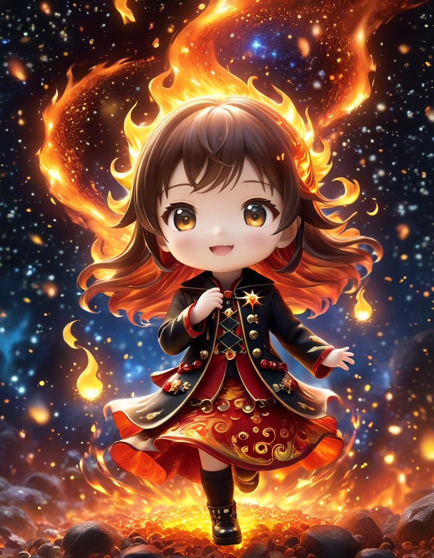 Chibi Queen of Fire - AI Generated Artwork - NightCafe Creator