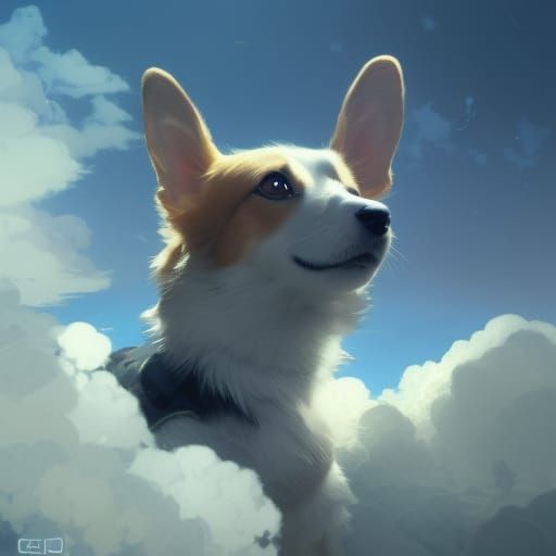 Cute corgi made of clouds in the sky - AI Generated Artwork - NightCafe ...
