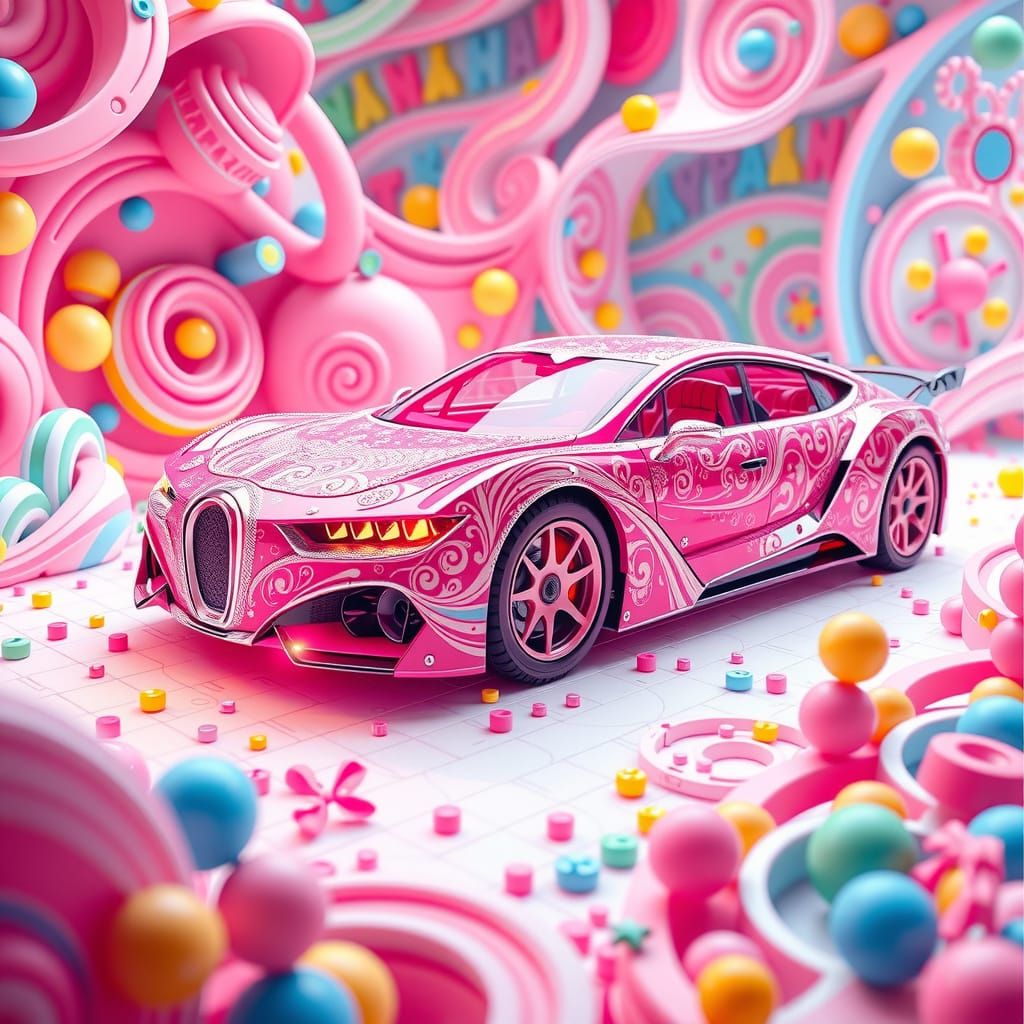 Luxurious Hybrid Super-Car in Whimsical Candyland ... - AI Art