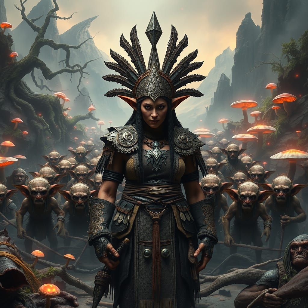 Triumphant Goblin Matriarch in a Land of Ancient W... - AI Art