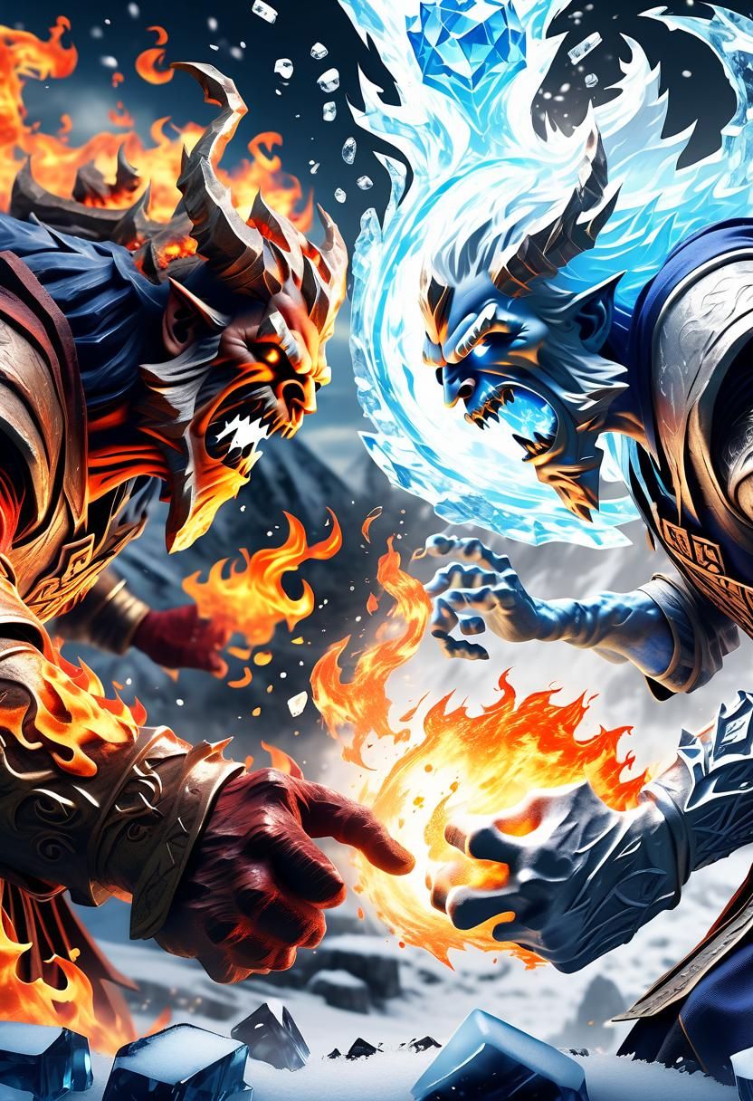 Fire vs ice - AI Generated Artwork - NightCafe Creator