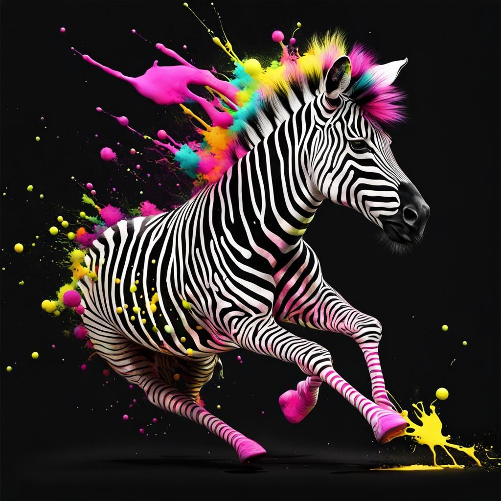 Paint Splatter Zebra - AI Generated Artwork - NightCafe Creator