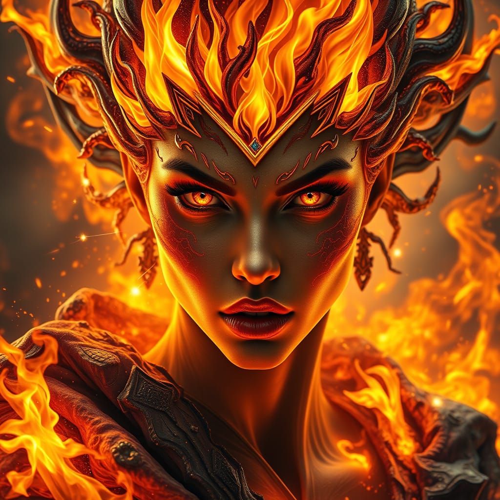 Fire deity. - Breathtaking Fire Goddess in Hyper-Realistic ...