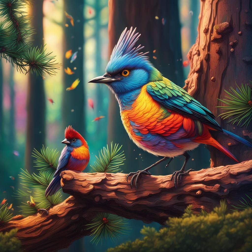 Colorful Forest Birds - AI Generated Artwork - NightCafe Creator