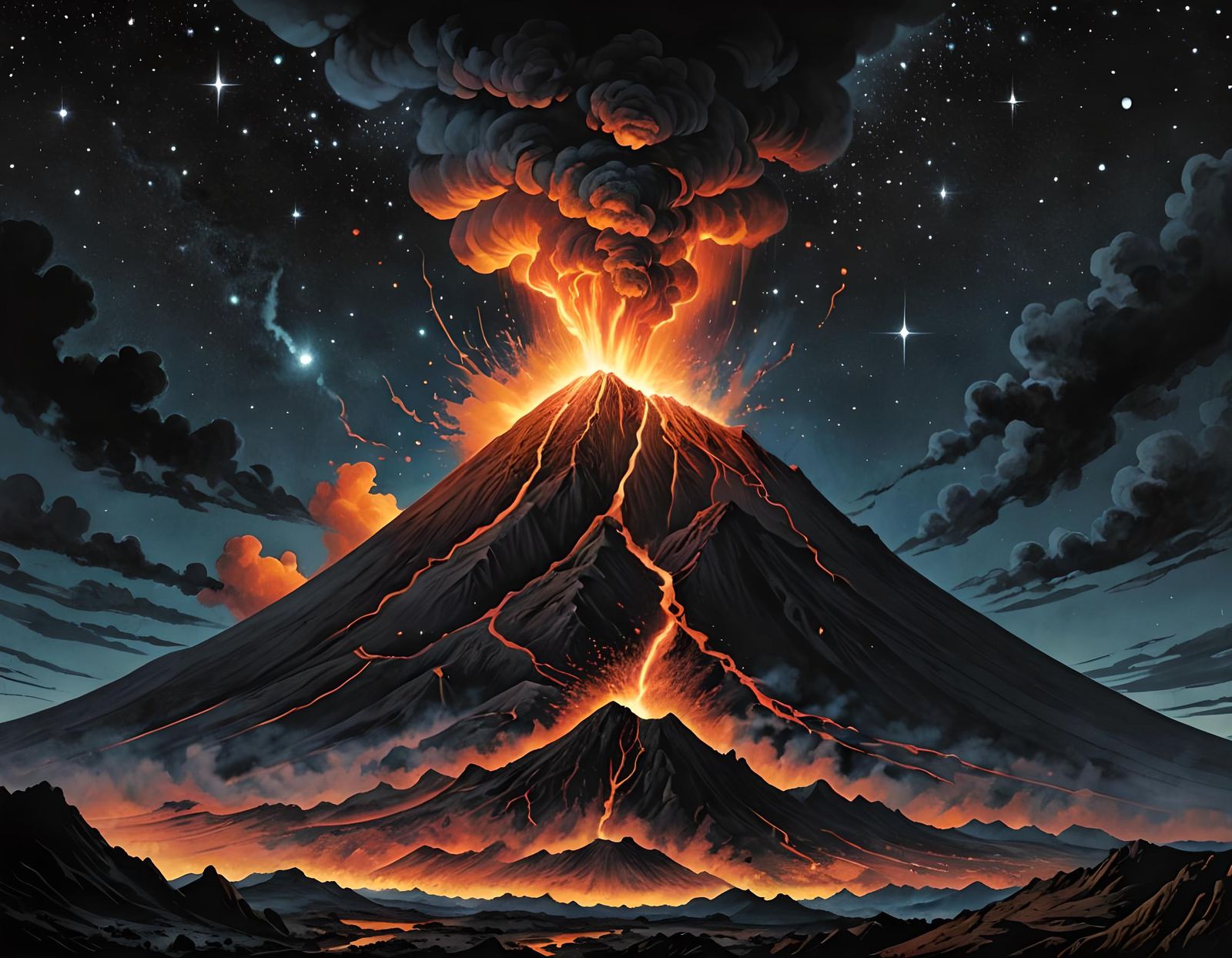 Full volcanic eruption - AI Generated Artwork - NightCafe Creator