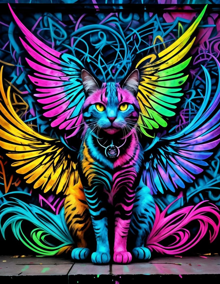 Graffiti Splash winged cat - Graffiti Splash winged cat