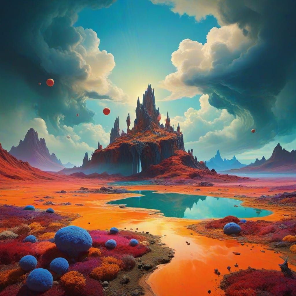 Vibrant Surrealist Dreamscapes with Floating Islan... - AI Art