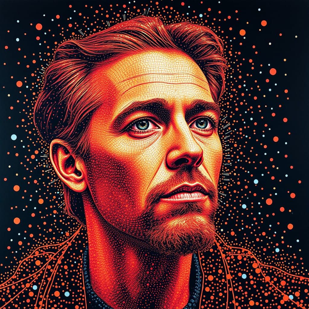 Kinetic pointillism portrait - Kinetic Pointillism Portrait