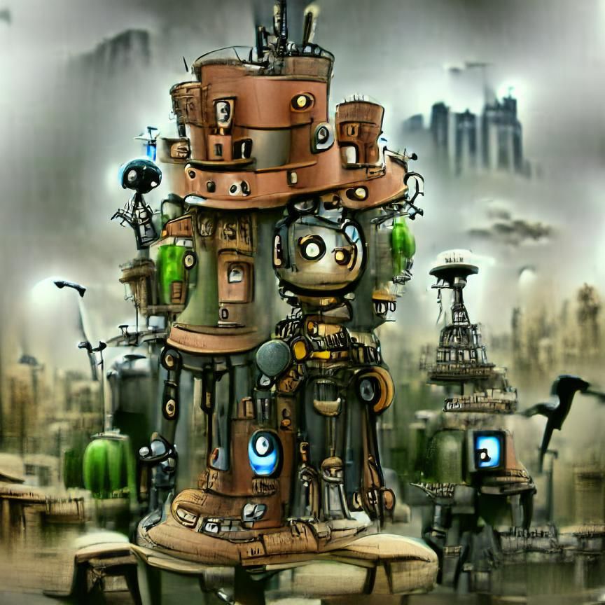 Robot Tower in Robot City on Planet Robot - AI Generated Artwork ...