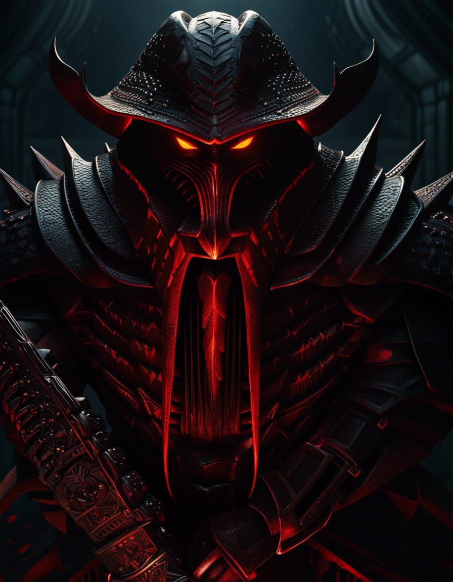 Red black alien Samurai - AI Generated Artwork - NightCafe Creator