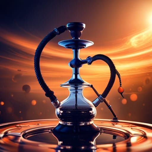 a beautiful glass shisha, wasit high, intricate, centered, smooth, HDRI ...