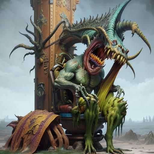 Immersive Fantasy Concept Art of a Ugly Monster in... - AI Art