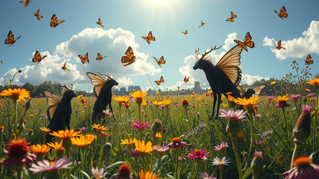 Lush meadow - Lush Meadow Scene in Whimsical Gothic Style