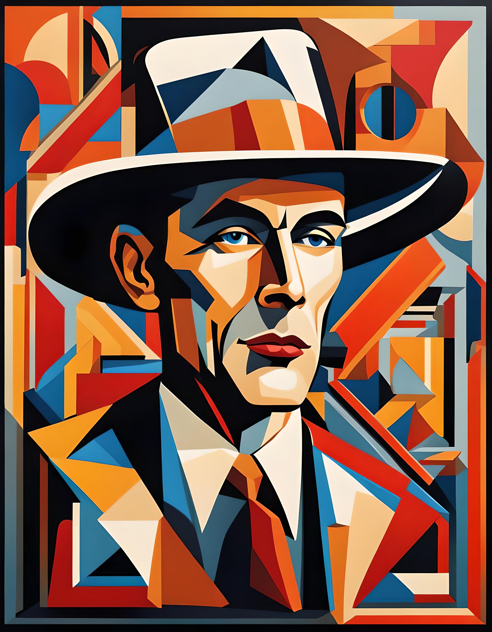 Hank Williams cubist painting, Neo-Cubism, layered overlapping geometry ...