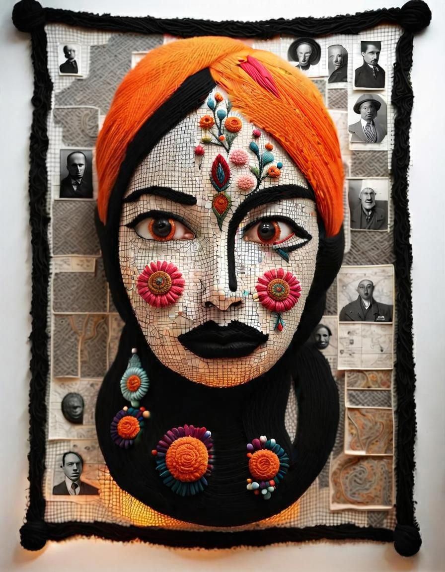 Contemporary fabric art installations in a museum, perfect lighting ...