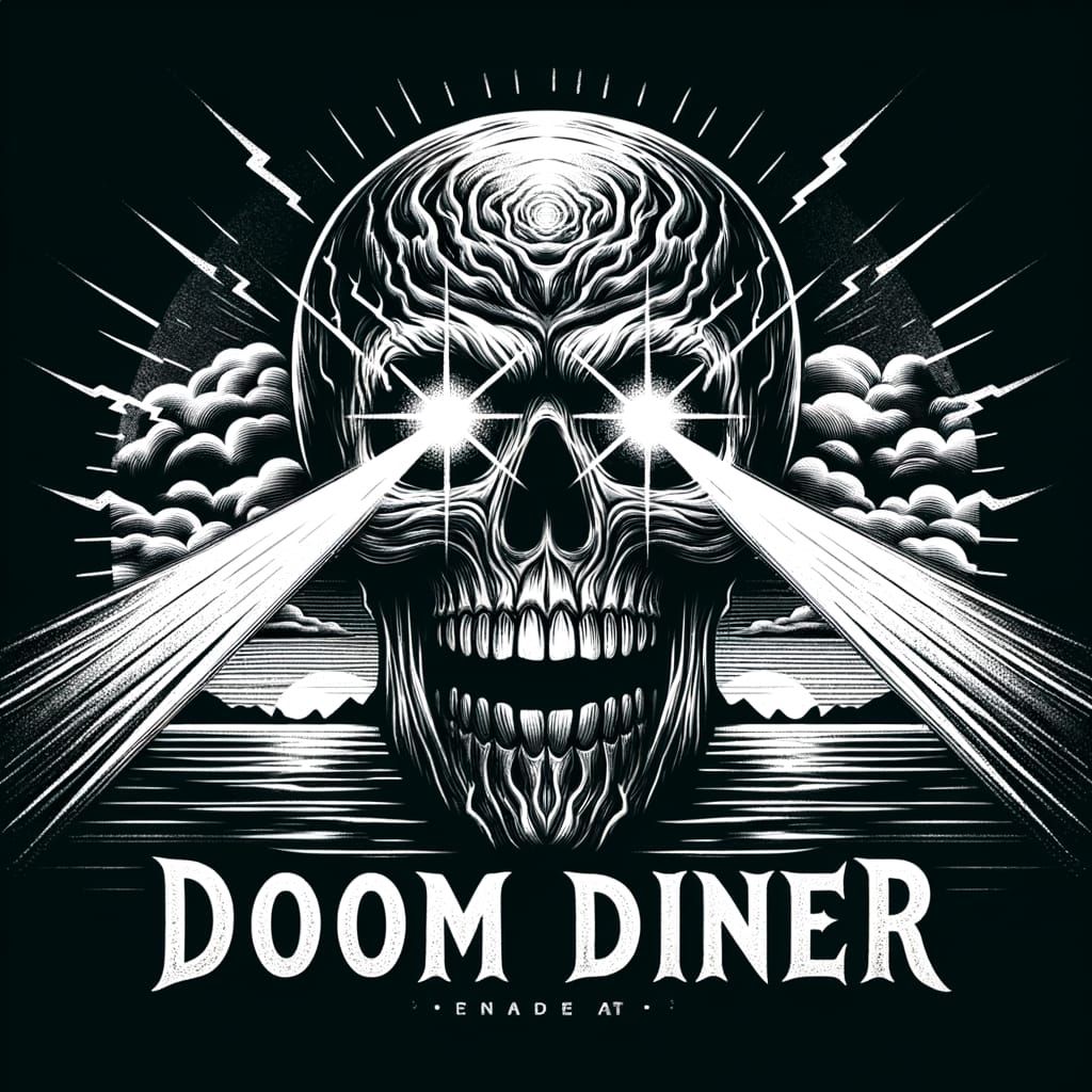logo for a dark evil restaurant called Doom Diner