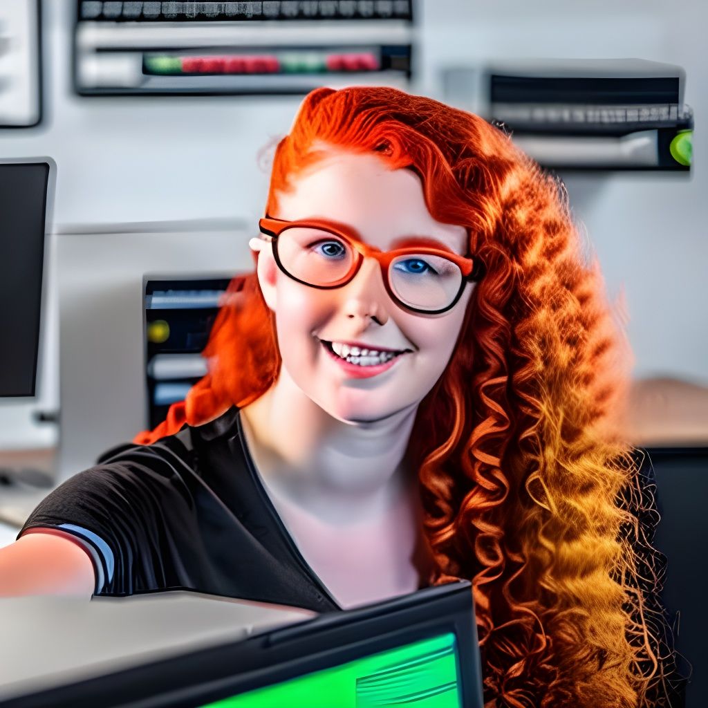 Pretty nerd girl in computer room. : r/nightcafe