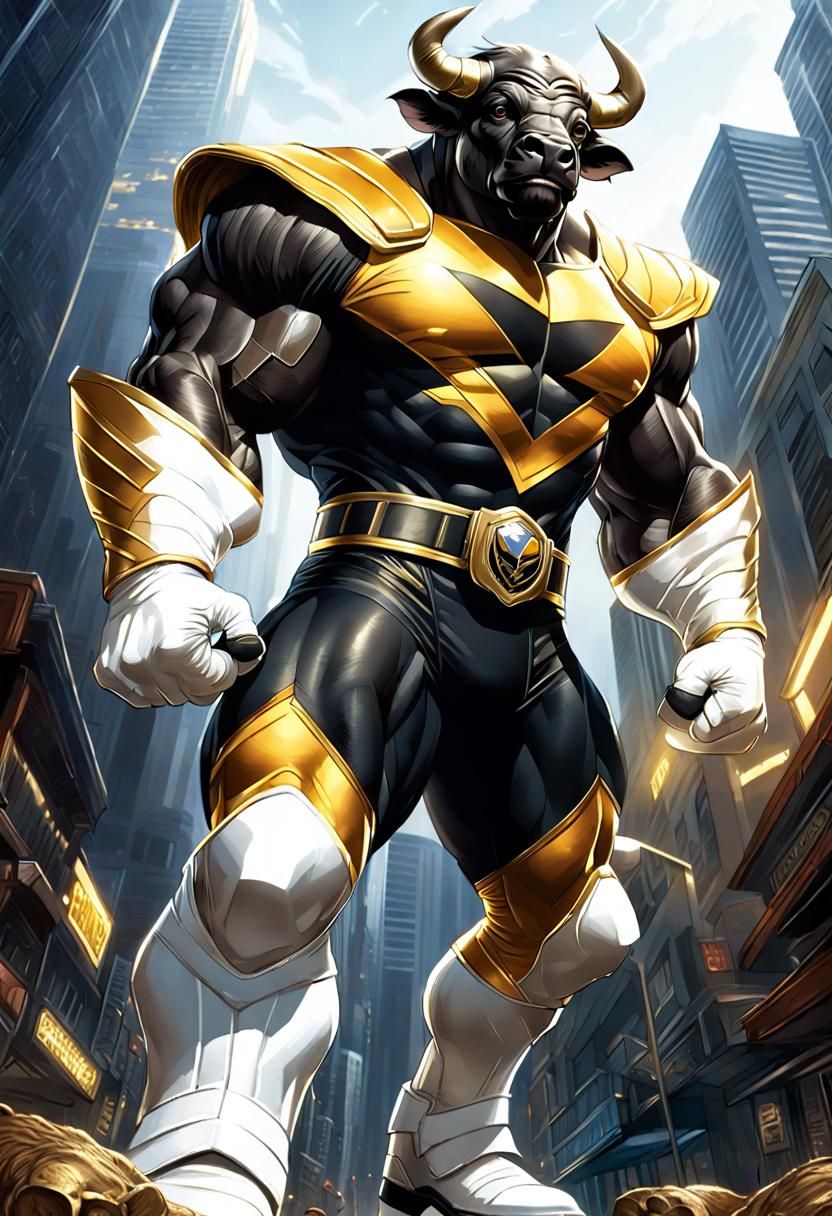 Giant Gold Bull Ranger Stands Tall - AI Generated Artwork - NightCafe ...