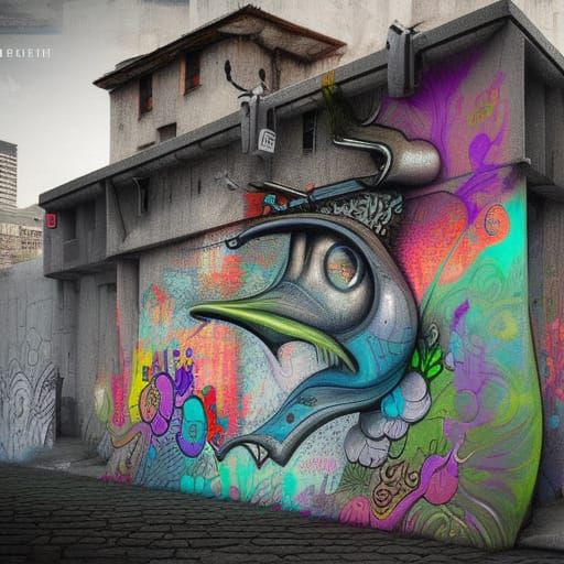 street intricately detailed concrete art detailed painting graffiti pop ...