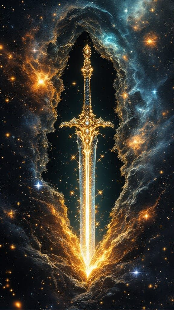 Splitter - Epic Cosmic Sword Cuts Through Vibrant Galaxy