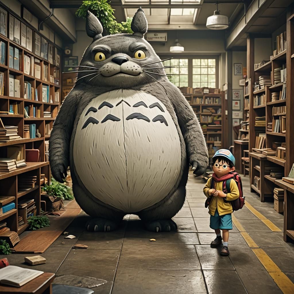 Totoro and Nobita in school. - AI Generated Artwork - NightCafe Creator
