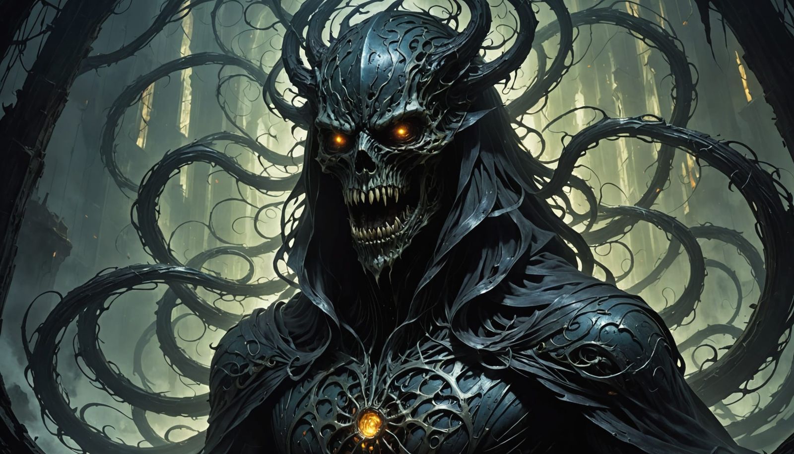 Dreadthorn, Devourer of Light - Shadowy Figure Consuming Lig...