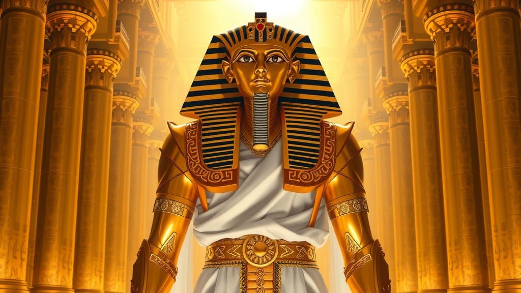 pharaoh 1 - Regal Pharaoh in Futuristic Golden Armor