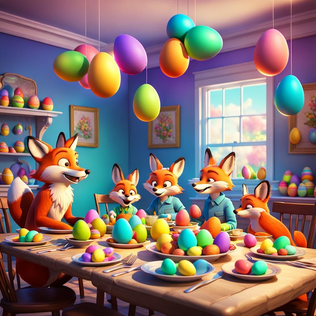 fox family easter - AI Generated Artwork - NightCafe Creator
