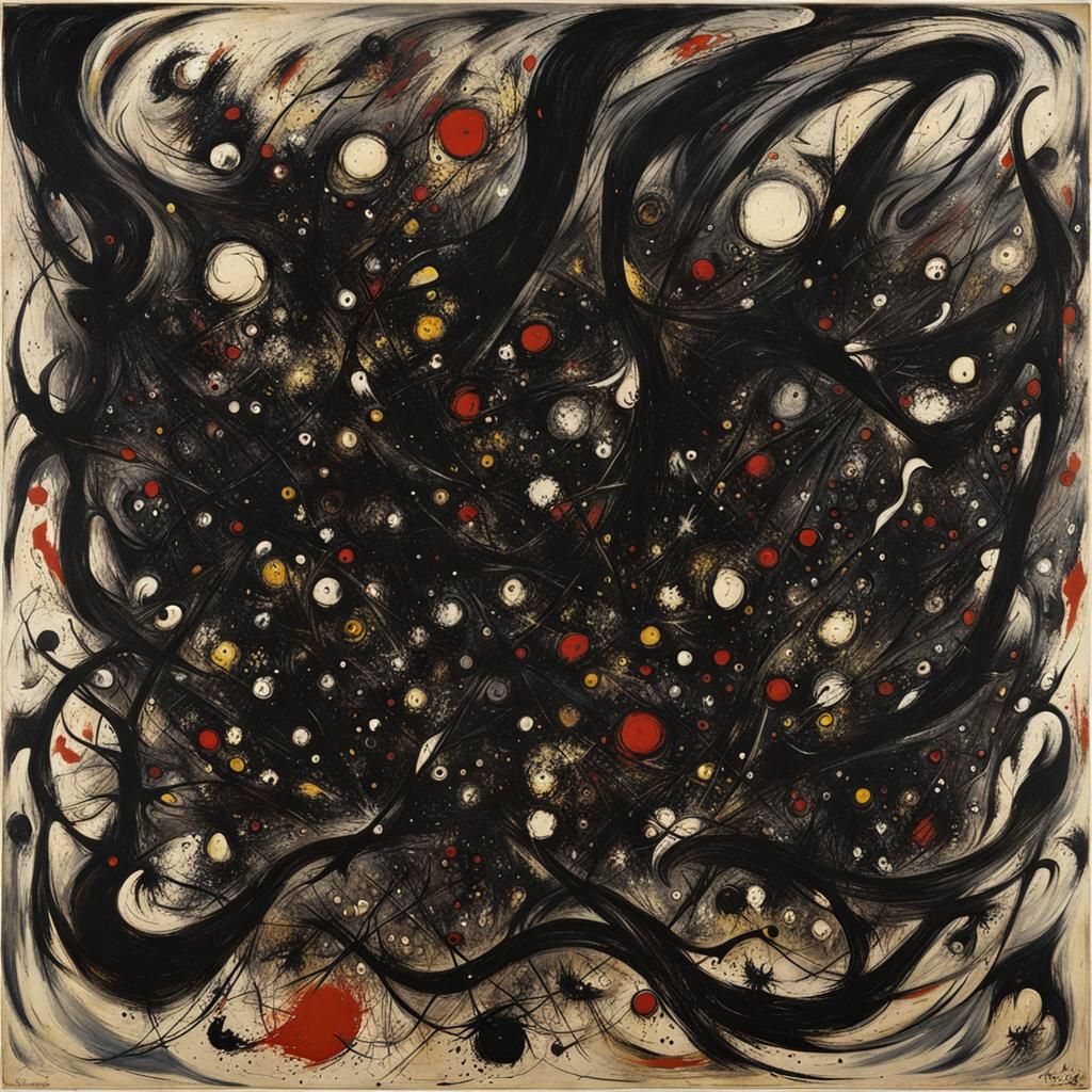 Grimdark by Jackson Pollock - Dark Surrealism in Cyberpunk A...