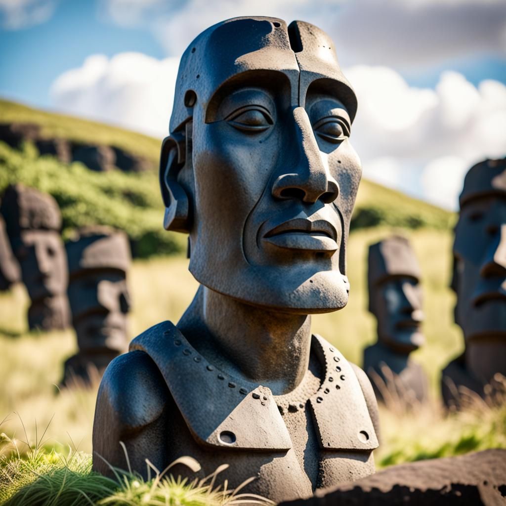Moai de rapa nui, hyper realistic, photo quality, 16K, sharpness, under ...