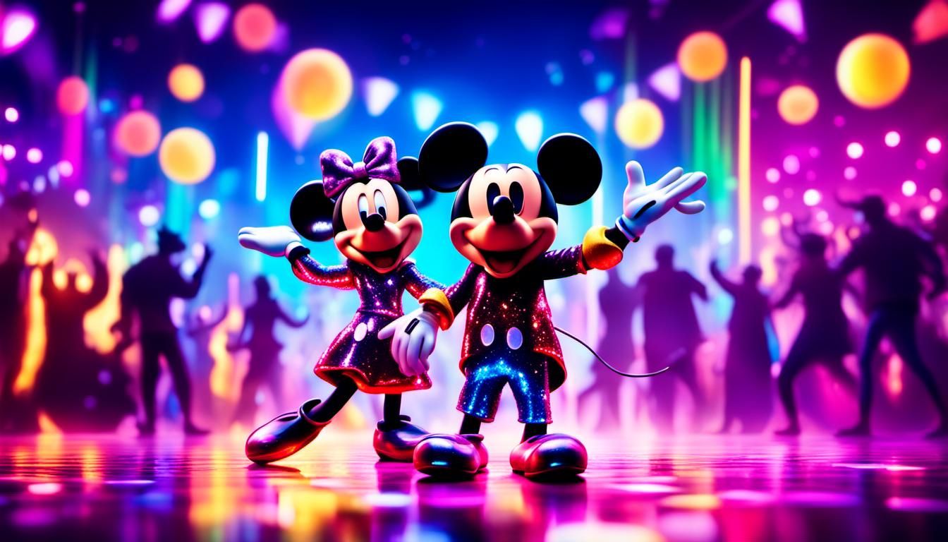 Party portrait of Mickey Mouse dancing with Minnie - AI Generated ...