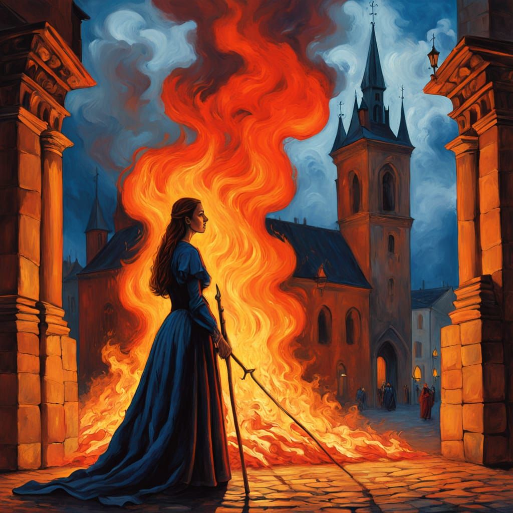 The woman and the fire - Medieval Woman Tormented by Flames ...