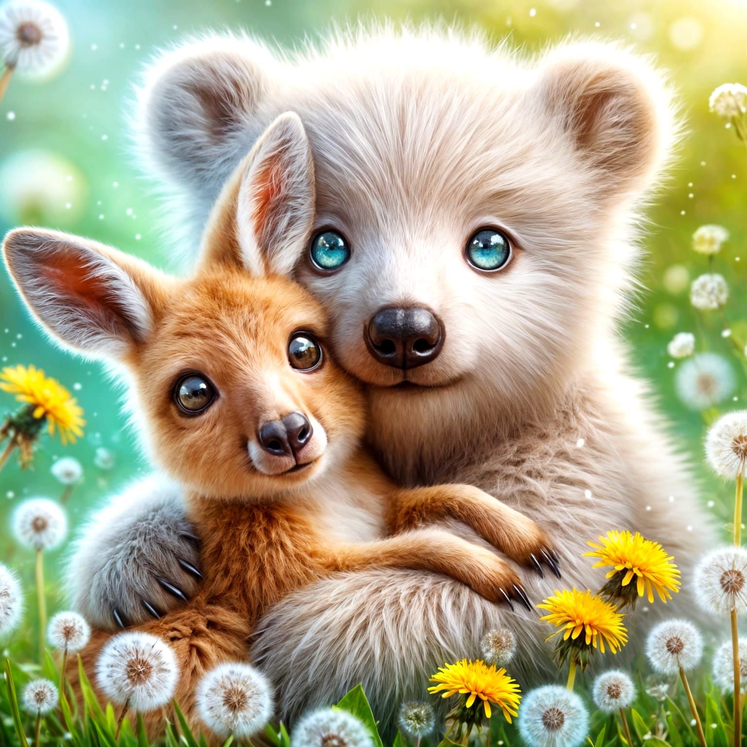 Kangaroo and polarbear cub pals - Cute Polar Bear and Kangar...