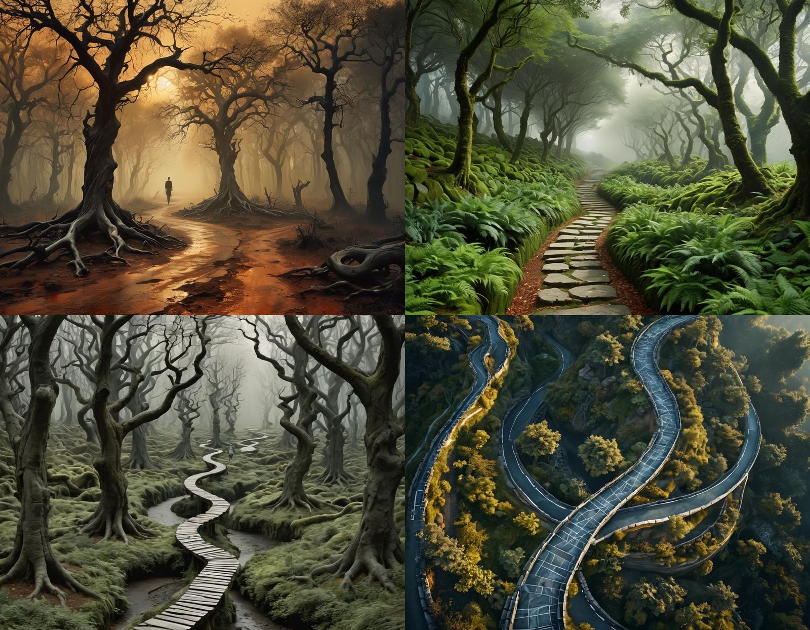 Twisting Path of Tangents Ultimately Converge - AI Art