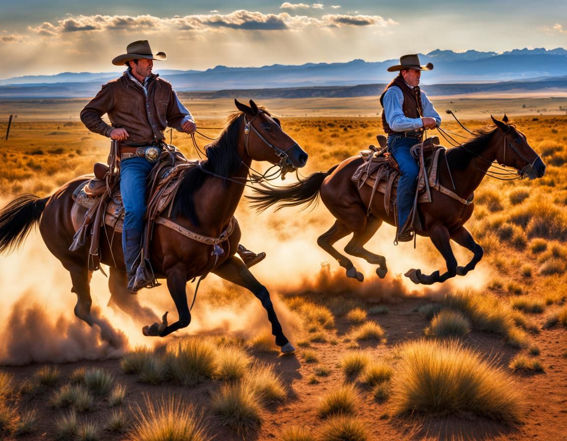Cowboys Riding the Range - AI Generated Artwork - NightCafe Creator