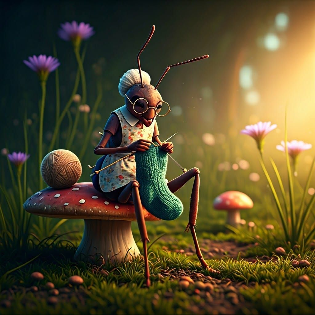 my aunt the ant knitting a sock - my aunt the ant knitting a...