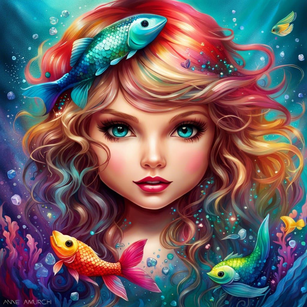 Taylor Swift as Colorful Mermaid - AI Generated Artwork - NightCafe Creator