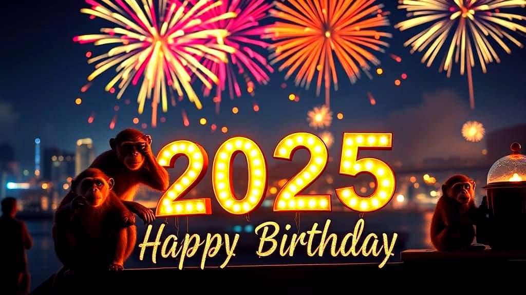 New Years Monkeys Happy Birthday New Year 2025 Art By Archangel Tara