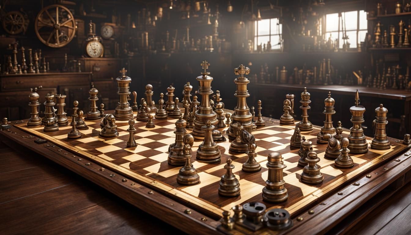 Steampunk style chess board - AI Generated Artwork - NightCafe Creator