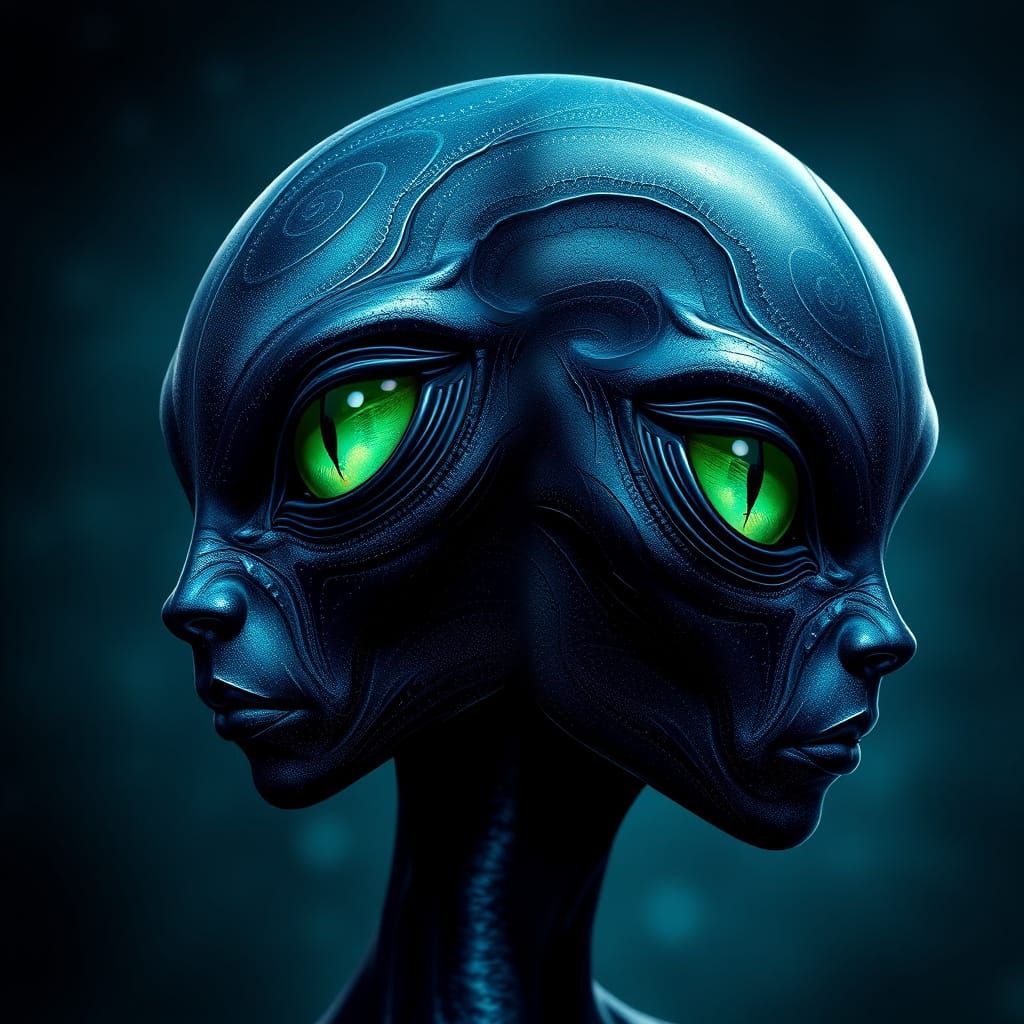 Alien Duality - Ethereal Alien Form Revealed in Shimmering B...