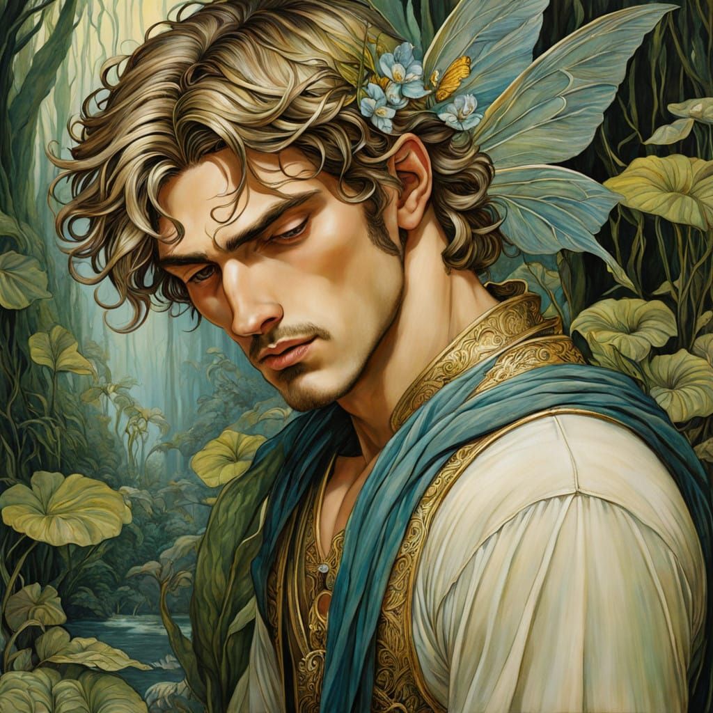 weeping handsome male-fairy, 18, everglades, hyperdetailed 🌕🏳️‍🌈🔥 ...