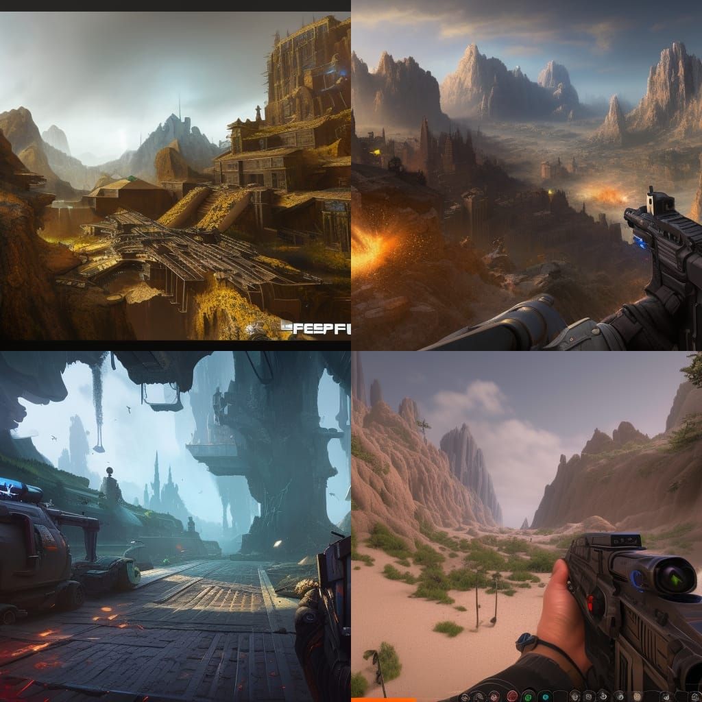 first person perspective of an FPS video game - AI Generated Artwork ...