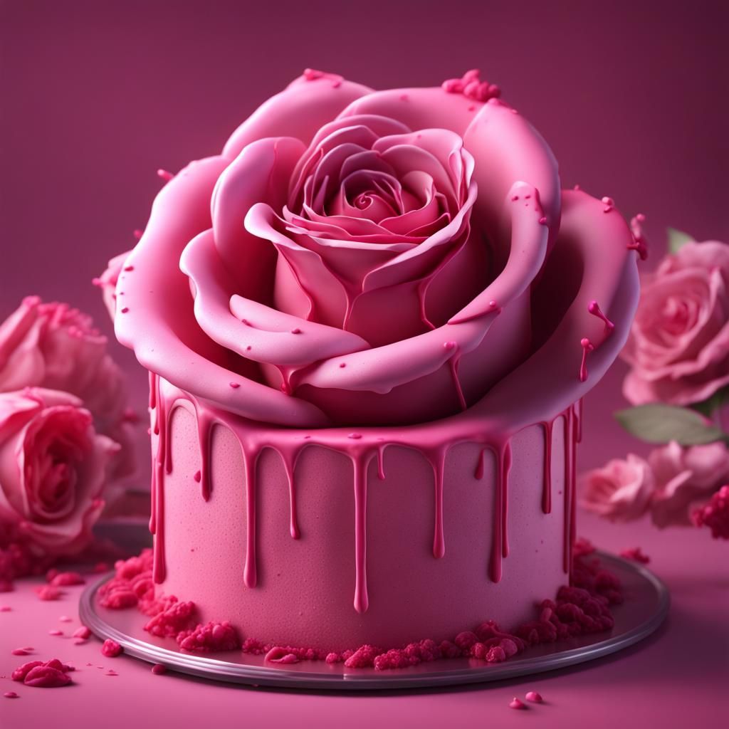 pink rose cake - AI Generated Artwork - NightCafe Creator