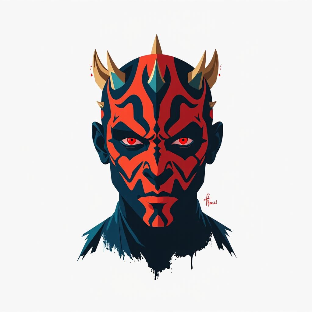 Darth Maul Screen print, pop art, splash screen art, triadic colors ...