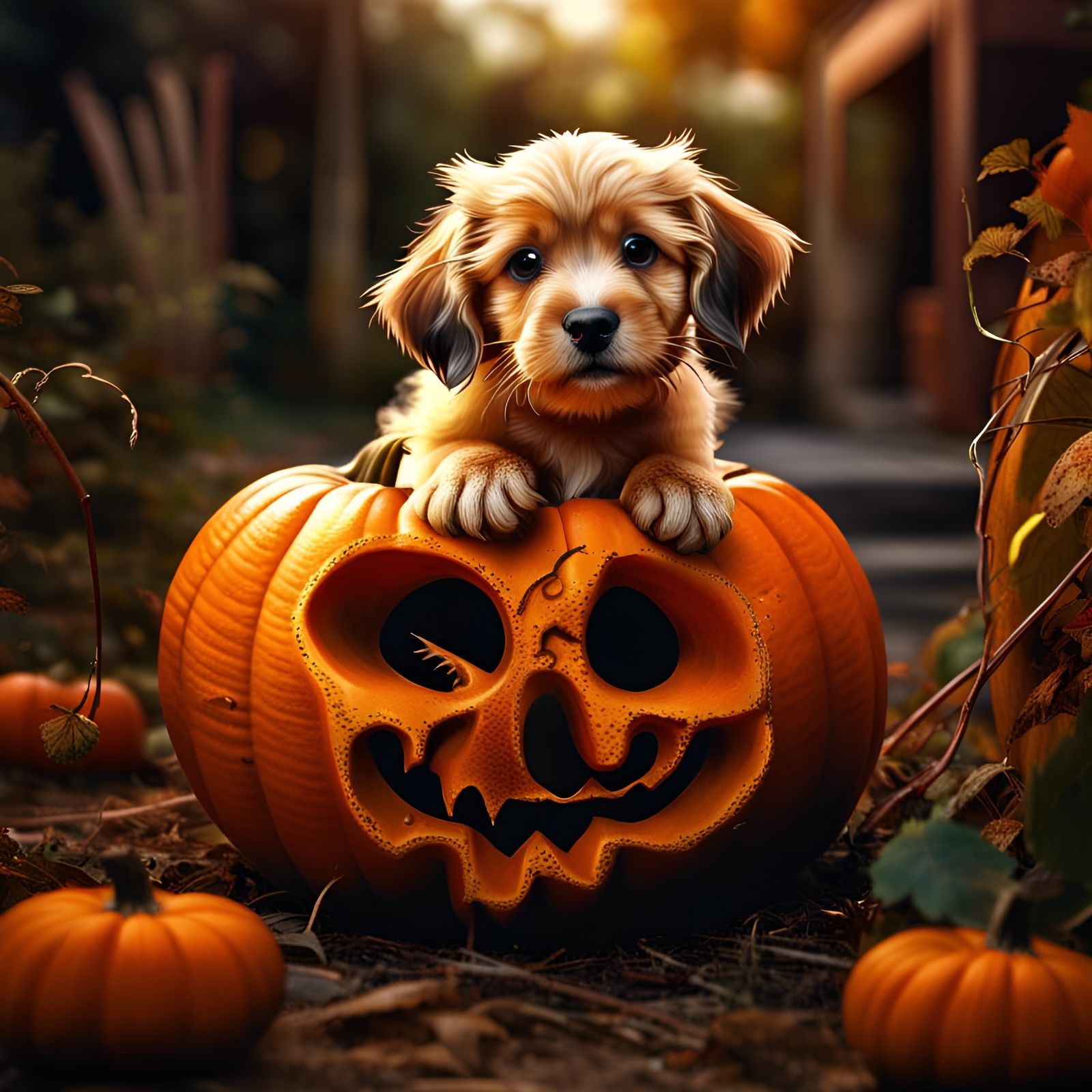 Pumpkin Puppy - AI Generated Artwork - NightCafe Creator